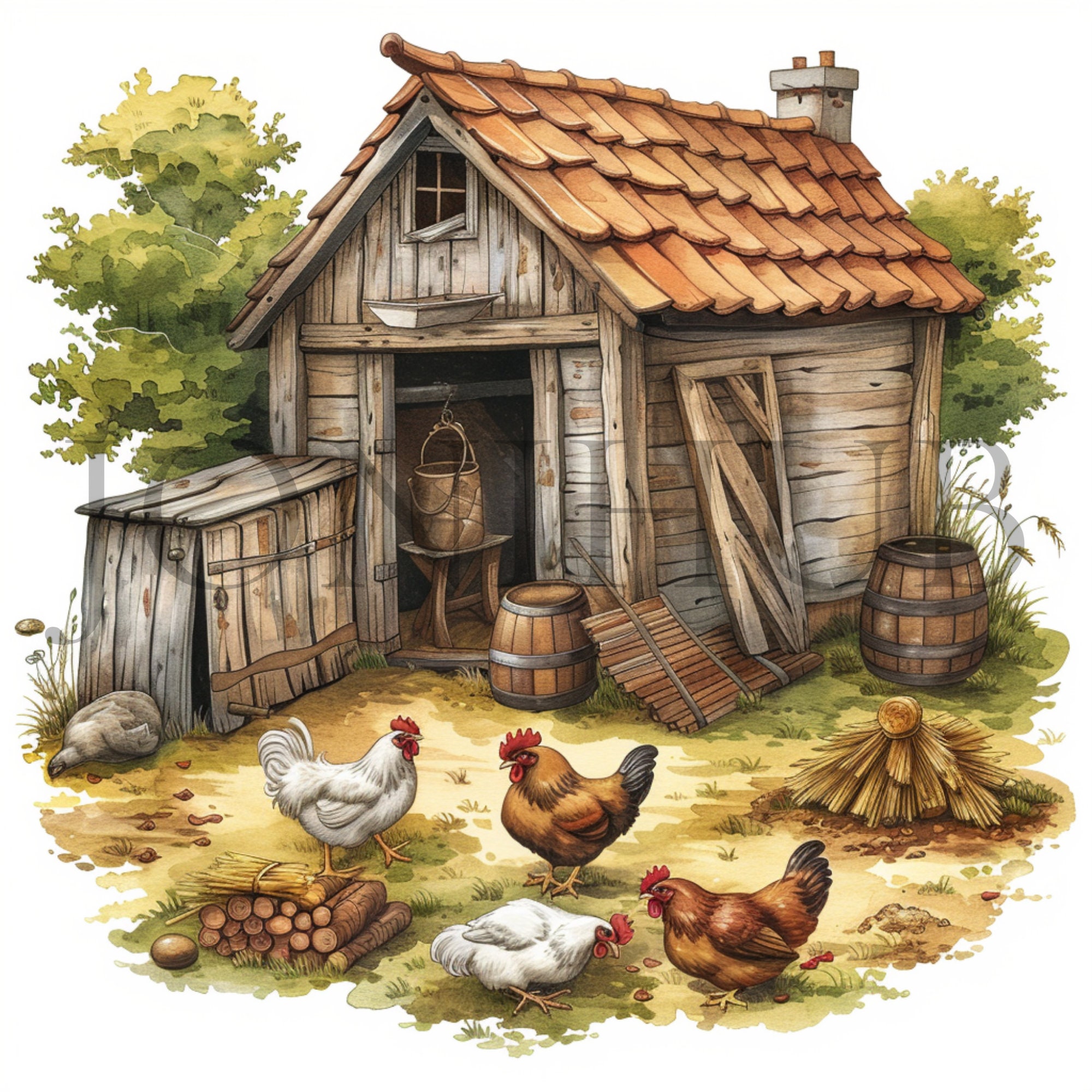 Chicken Coop Clipart | 10 High Quality Jpg's | Digital Download | Hen ...