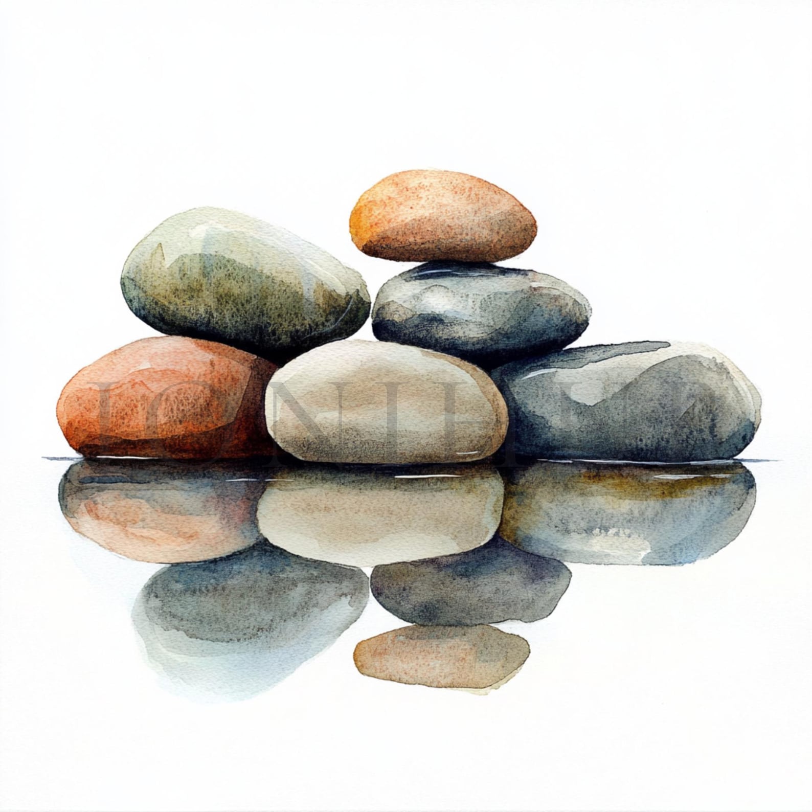 14 Zen Stones Art Clipart, Zen Poster, Printable Watercolor Clipart ...