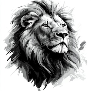 Lion Greyscale Clipart | 10 High Quality Jpg's | Digital Download ...