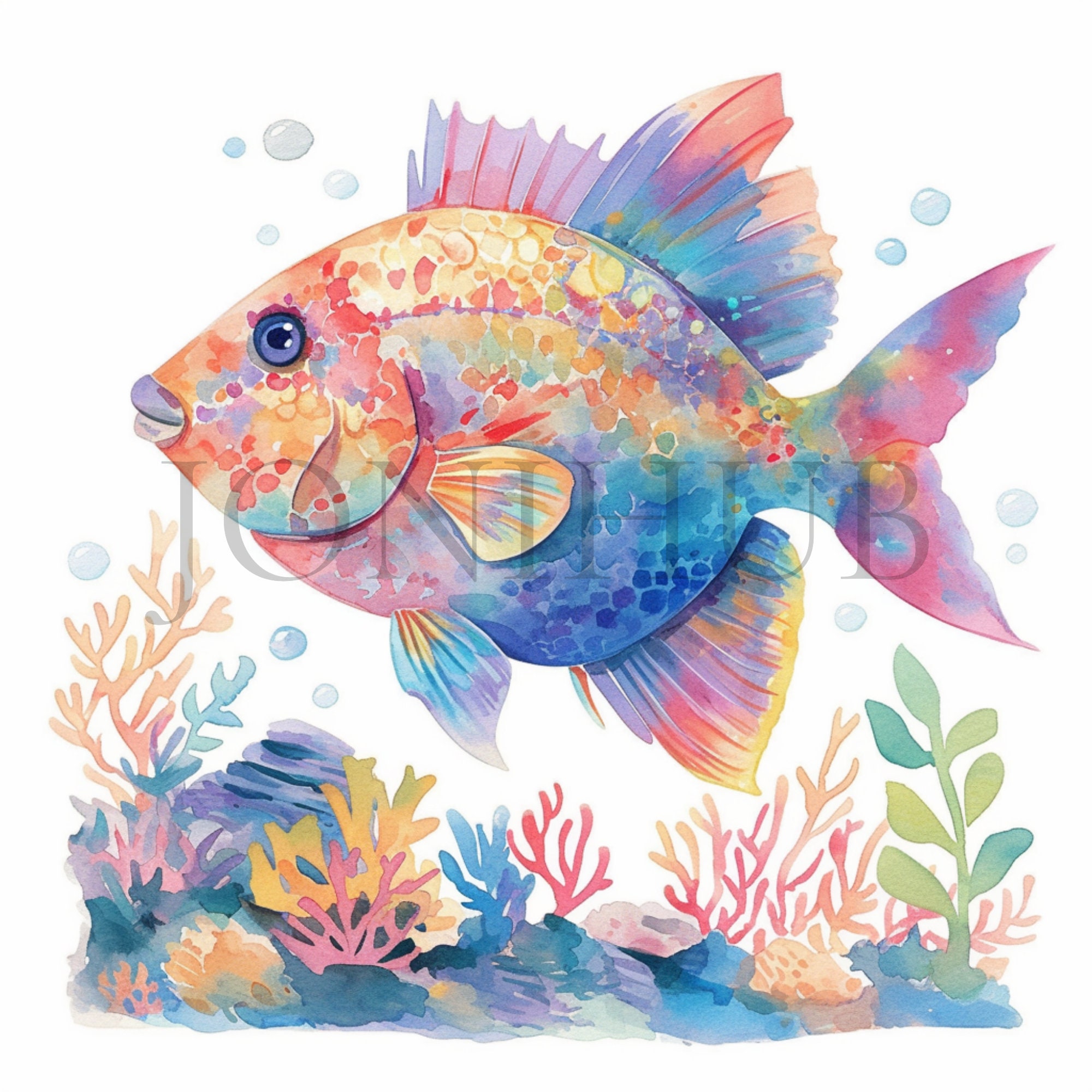Vibrant Coral Reef Fish Clipart 10 High Quality Jpg's Digital Download ...