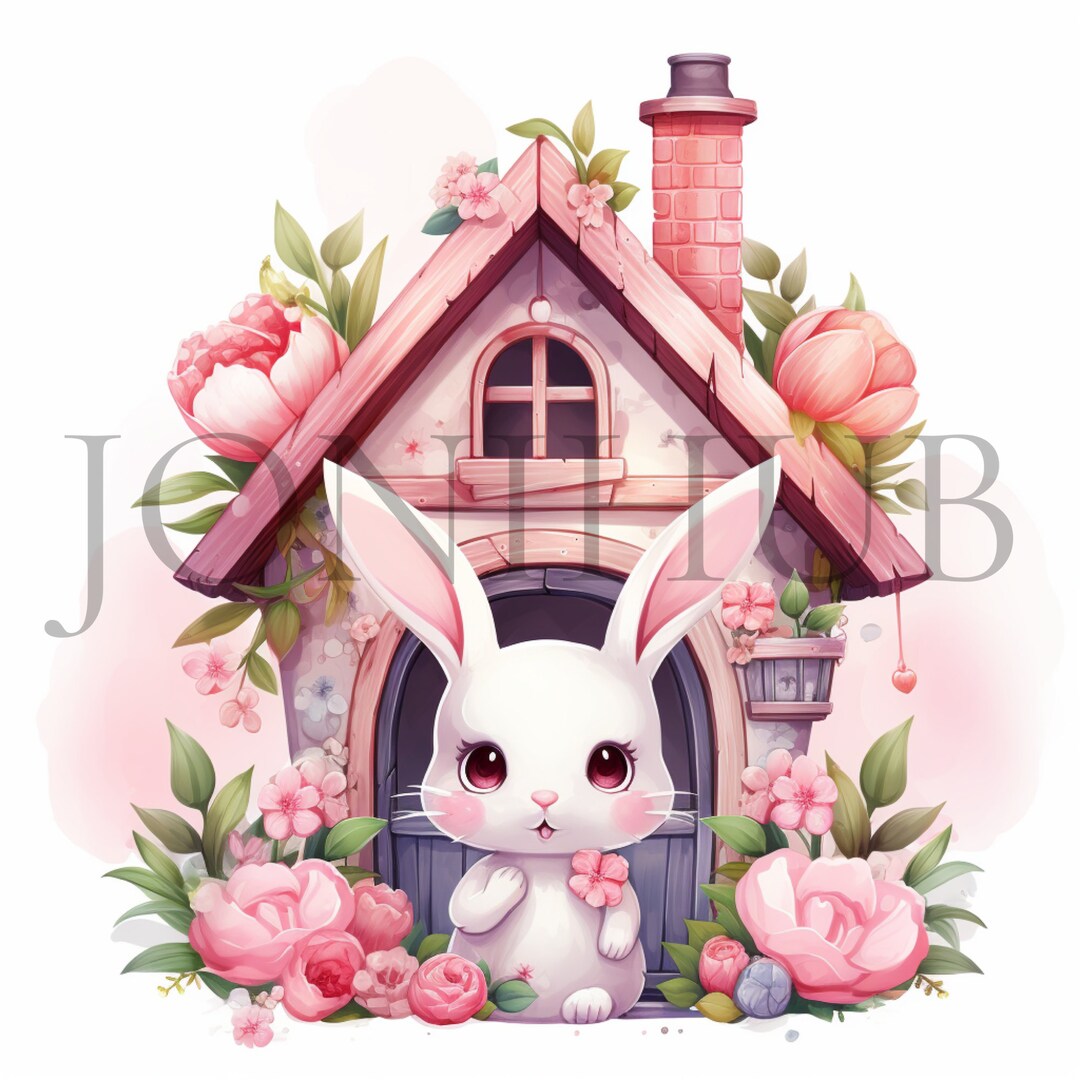 Bunny House Clipart | 10 High Quality Jpg's | Digital Download | Cozy ...