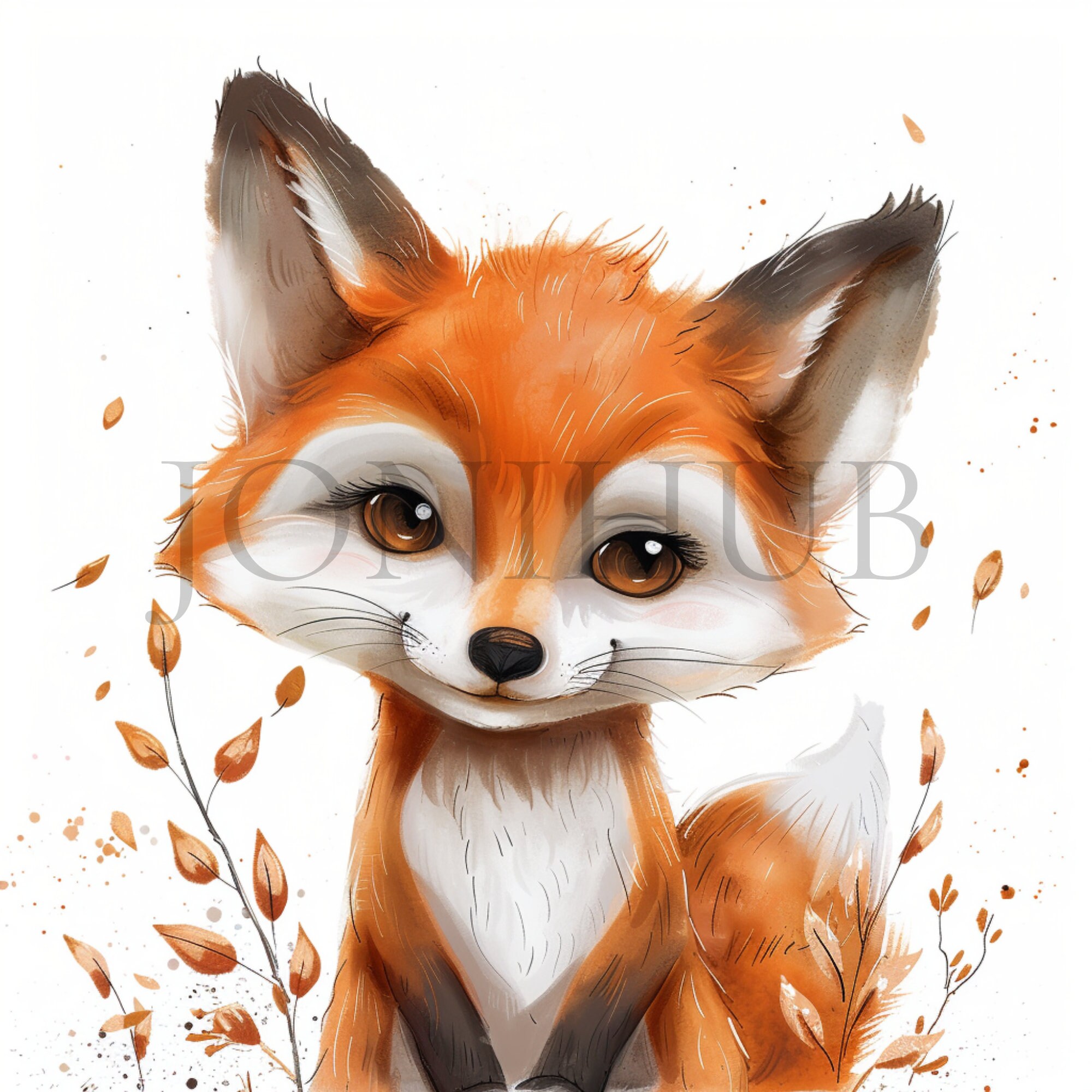 Watercolor Cute Foxes Clipart | 10 High Quality Jpg's | Digital ...