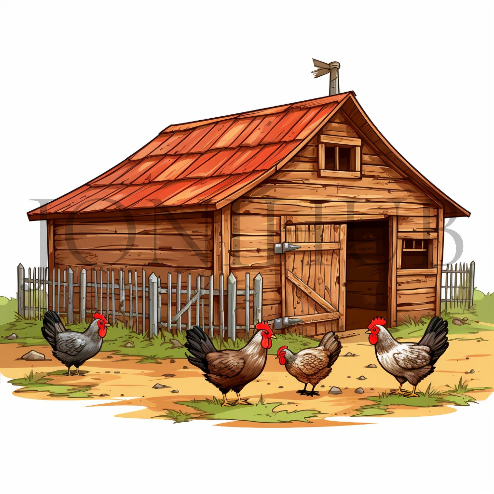 Chicken Coop Clipart | 10 High Quality Jpg's | Digital Download | Farm ...