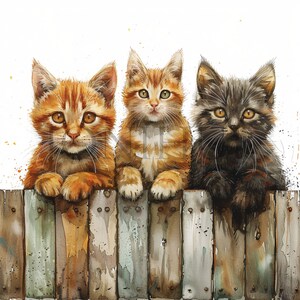 Cats on Fence Clipart | 10 High Quality Jpg's | Digital Download | Cat ...