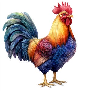 Coloured Rooster Clipart | 10 High Quality Jpg's | Digital Download ...