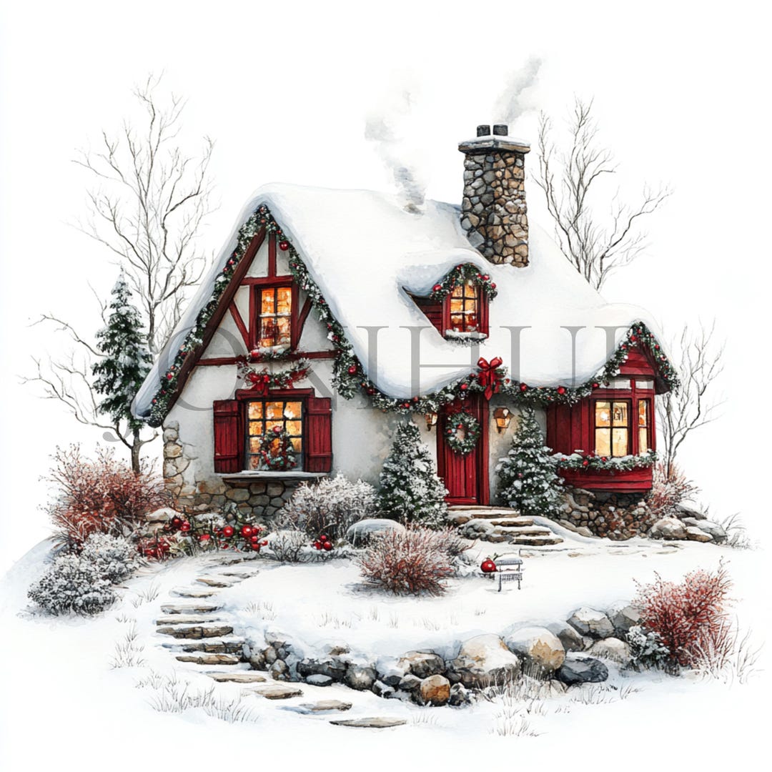Christmas House Clipart | 10 High Quality Jpg's | Digital Download ...