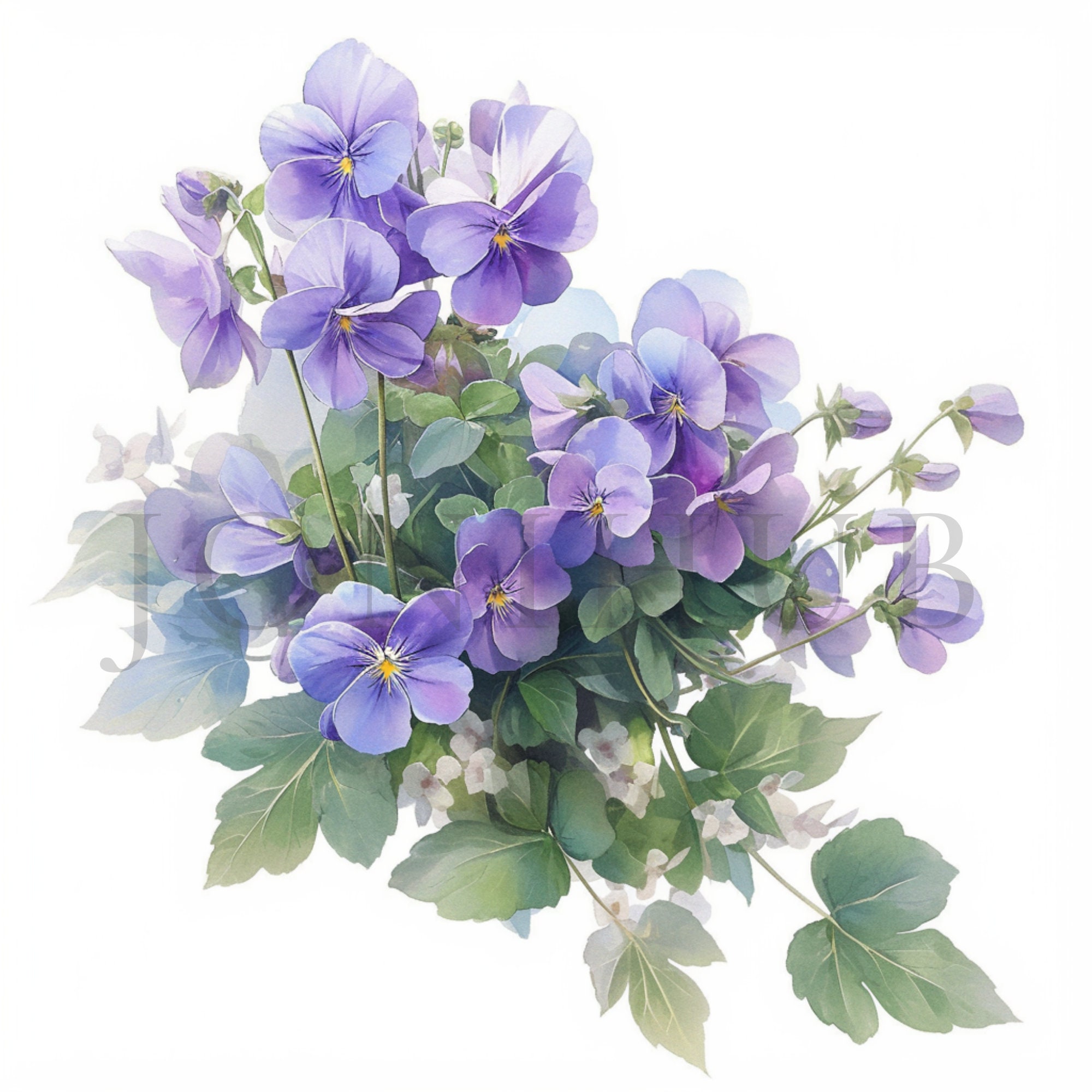 Violets Clipart | 10 High Quality Jpgs | Digital Download | Floral ...