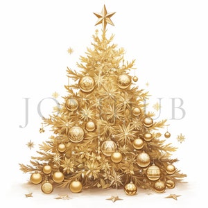 Gold Christmas Tree Clipart | 10 High Quality Jpg's | Digital Download ...