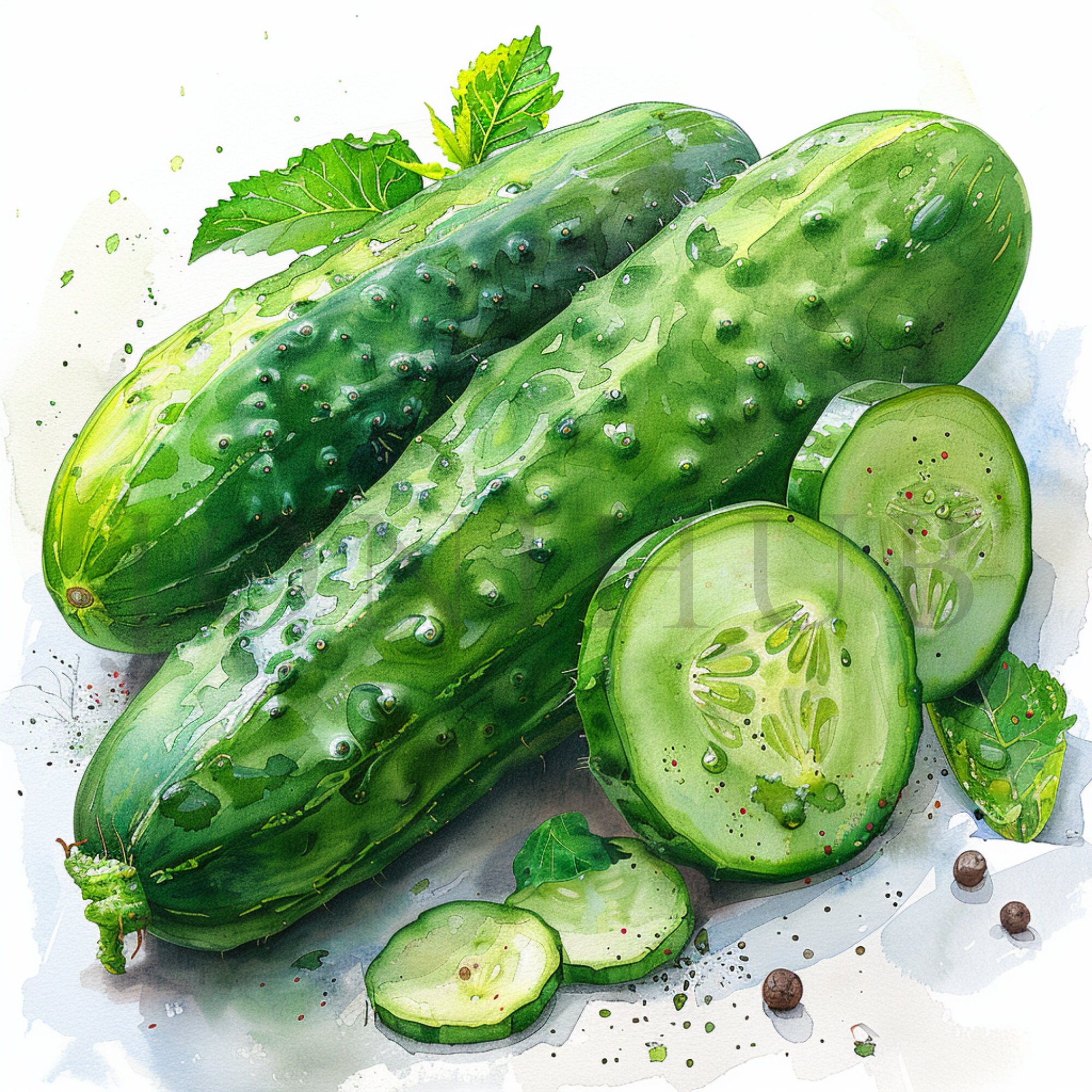 Cucumber Clipart 10 High Quality Jpgs Digital Download Clip Art ...
