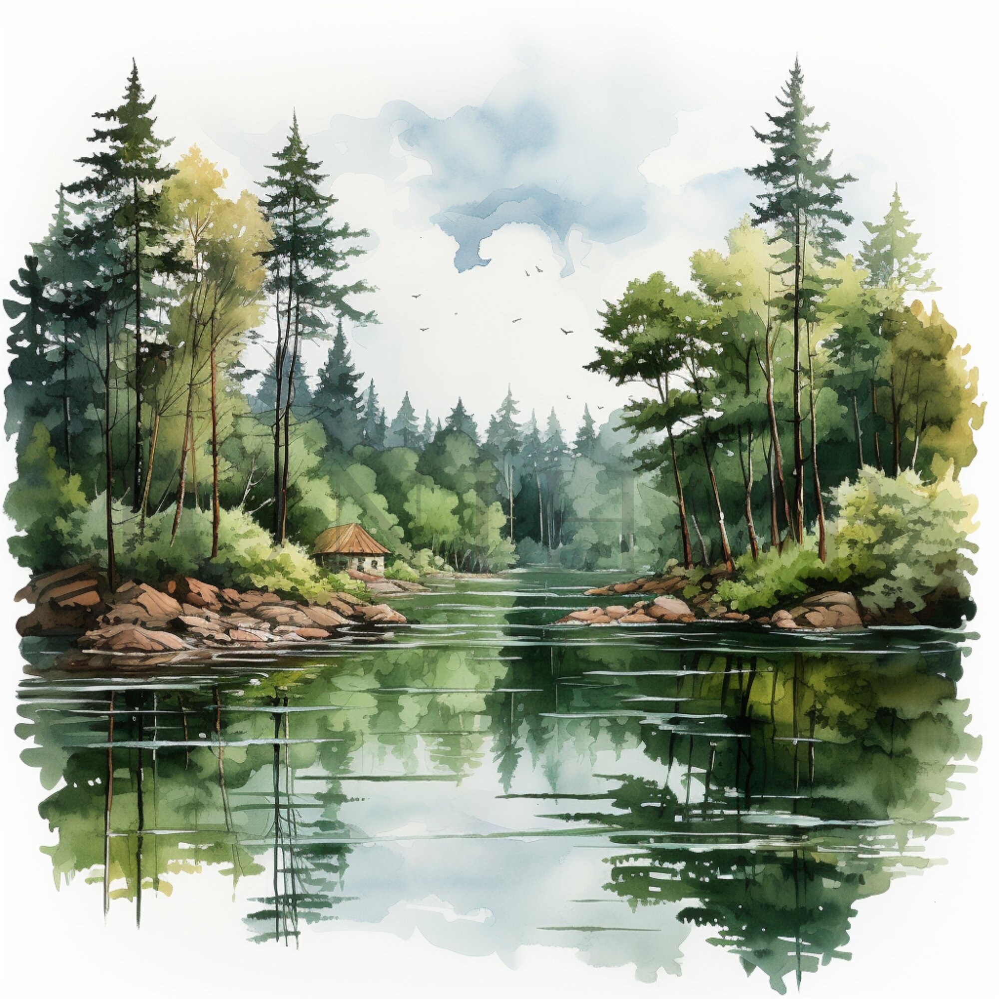 Forest Lakes Clipart | 10 High Quality Jpgs | Digital Download | Lake ...