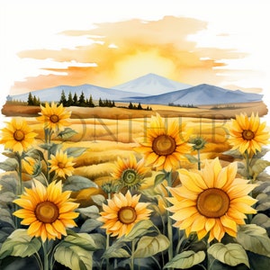 Sunflowers Fields Clipart | 10 High Quality Jpg's | Digital Download ...