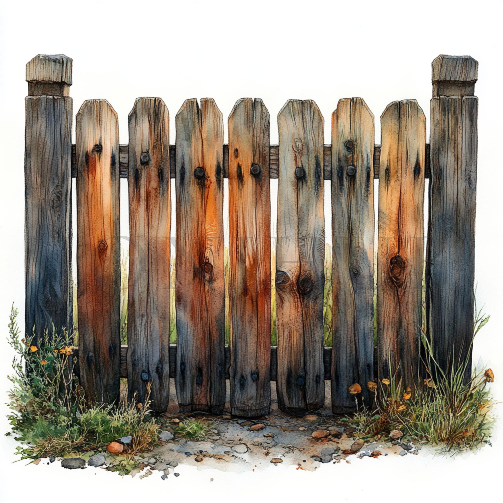 Wooden Fences Clipart | 10 High Quality Jpgs | Digital Download ...