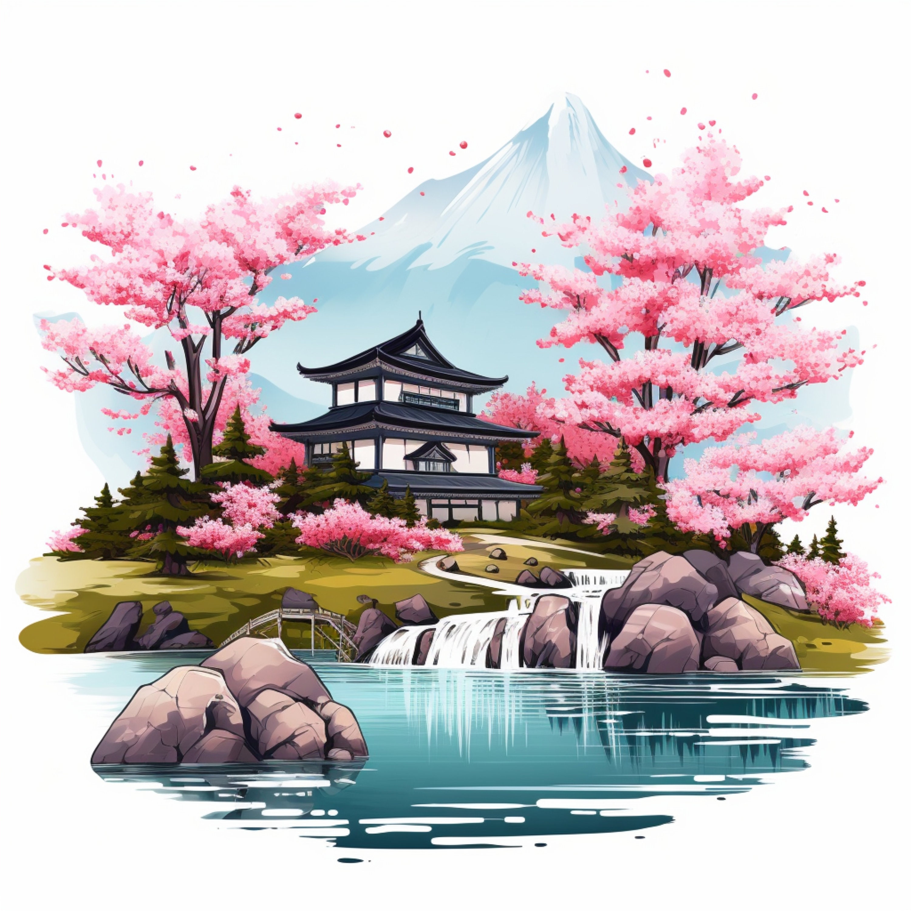 Japanese Landscape Clipart | 10 High Quality Jpgs | Digital Download ...