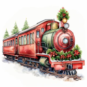 Holiday Train Clipart | 10 High Quality Jpgs | Digital Download ...