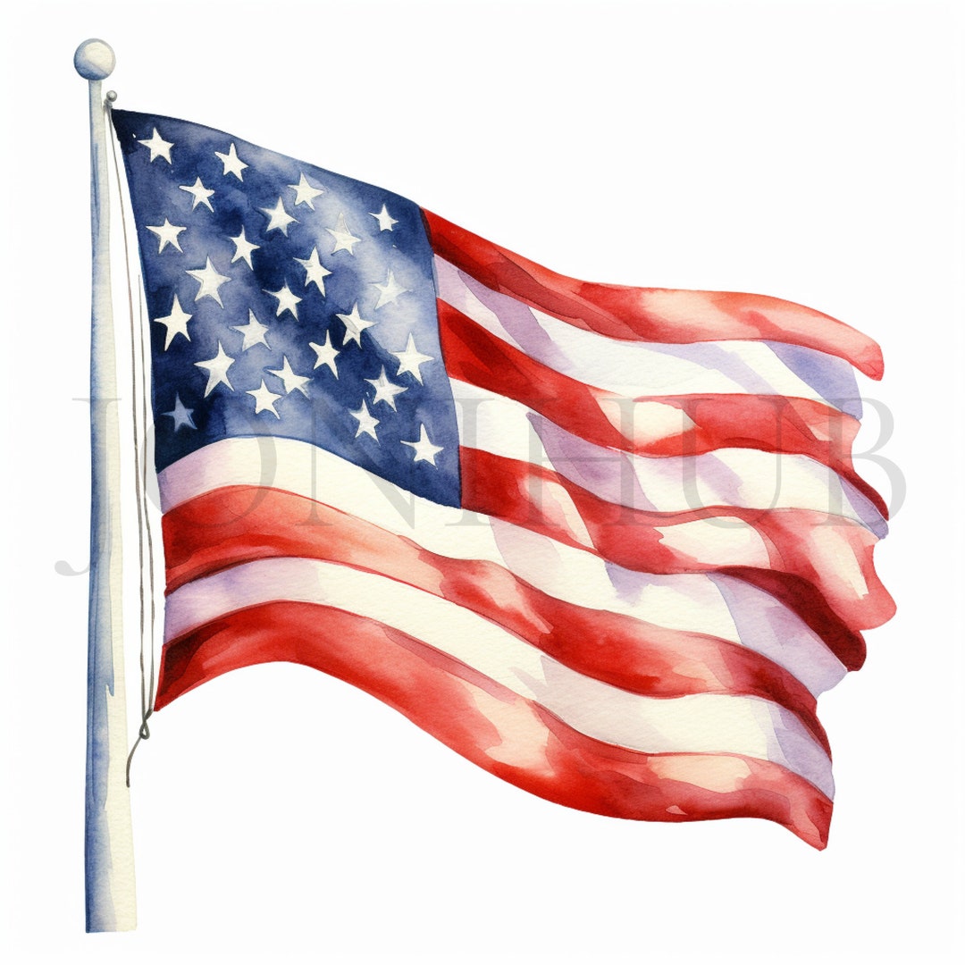 Watercolor American Flag Clipart | 10 High Quality Jpgs | Digital ...