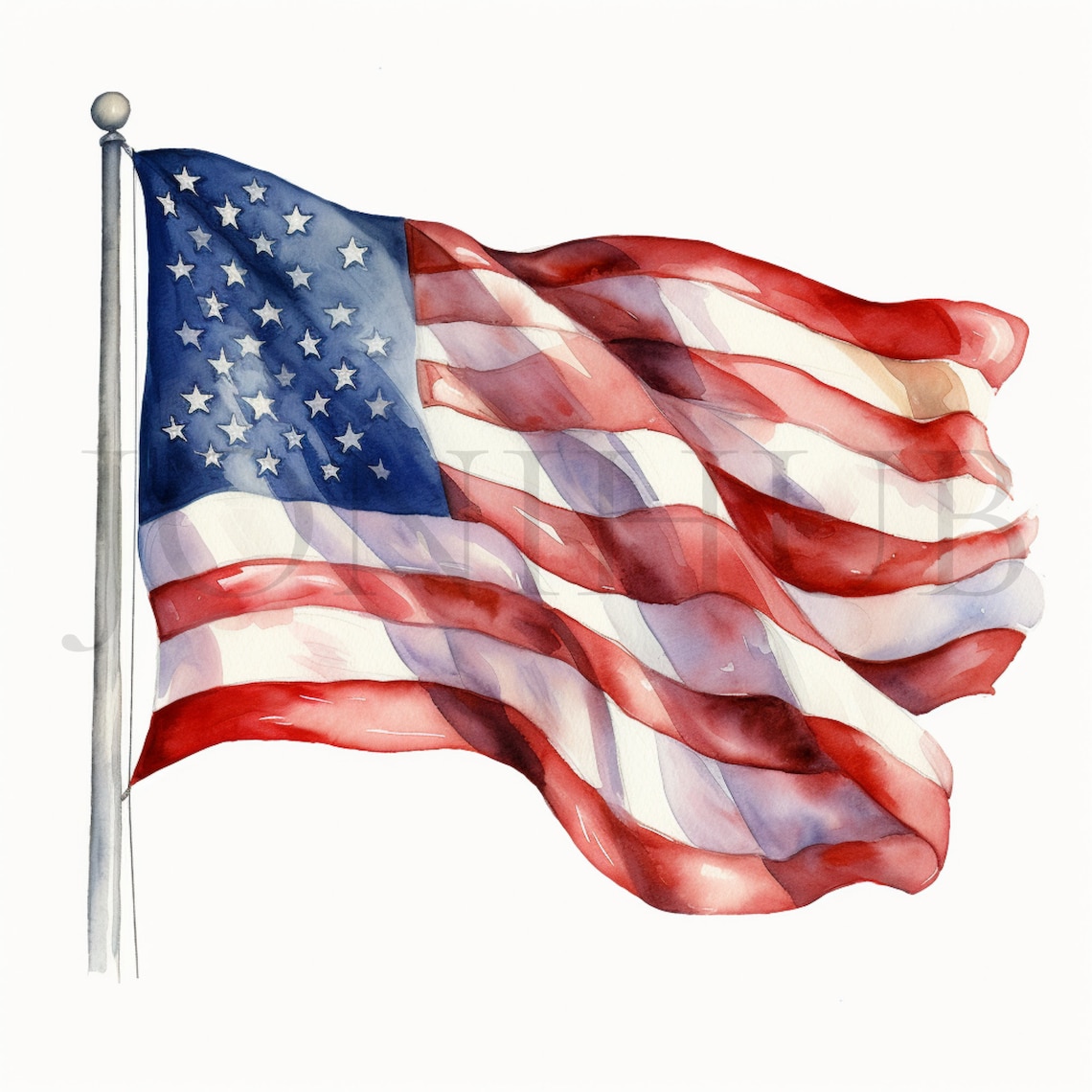 Watercolor American Flag Clipart | 10 High Quality Jpgs | Instant ...