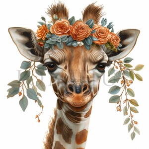 Floral Giraffes Clipart | 10 High Quality Jpgs | Digital Download ...
