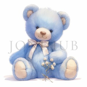 Blue Teddy Bear Clipart | 10 High Quality Jpgs | Digital Download | Teddy Clipart | Teddy Bear ...