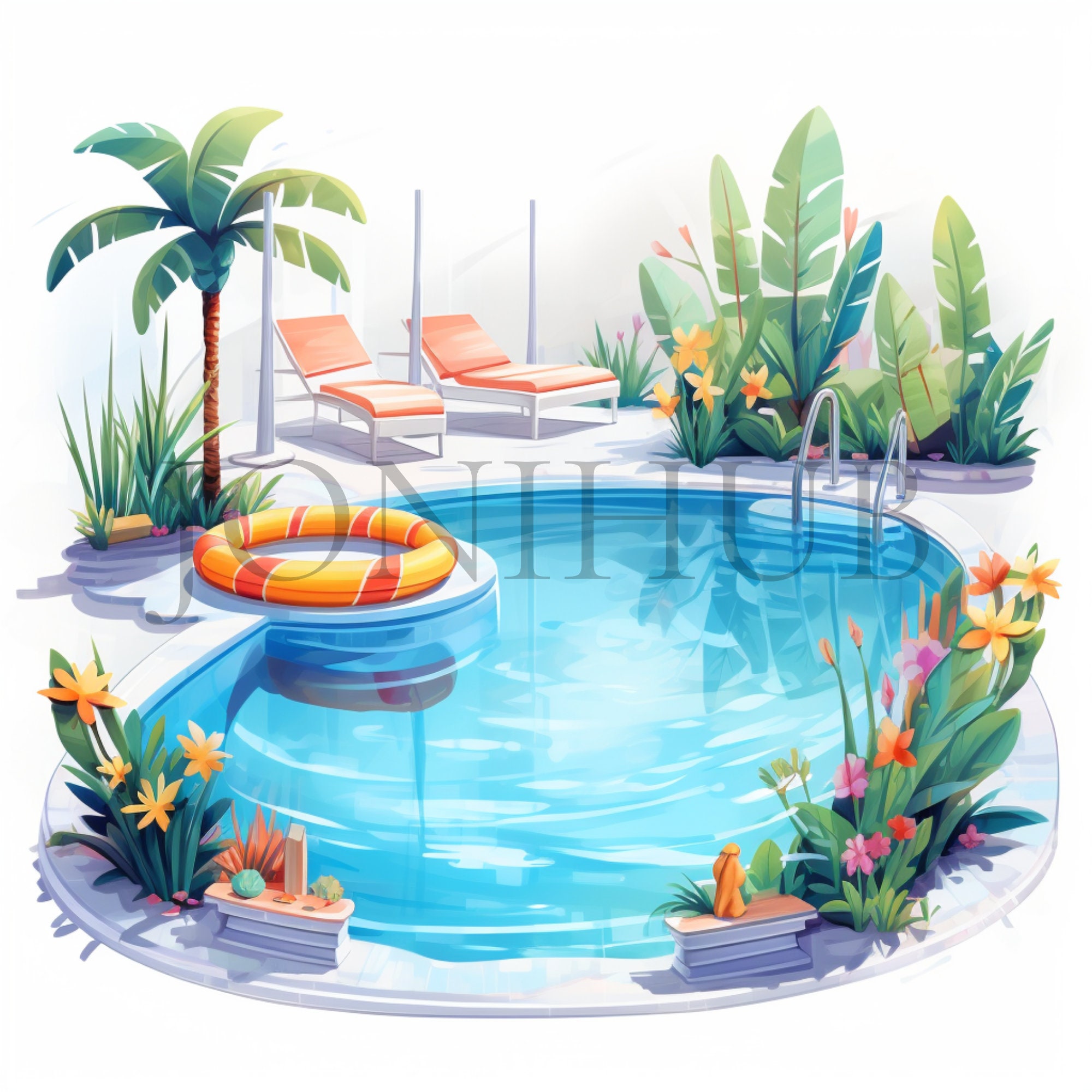 Summer Pool Clipart 10 High Quality Jpg's Digital Download Water Pool ...