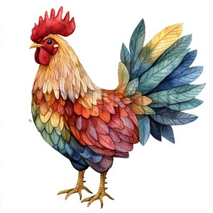 Coloured Rooster Clipart | 10 High Quality Jpg's | Digital Download ...