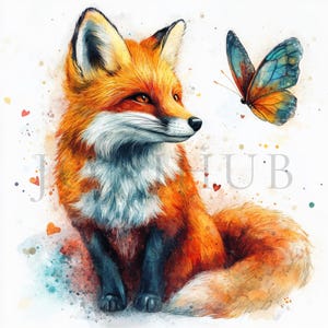 Fox and Butterfly Clipart 10 High Quality Jpgs Digital Download Digital ...