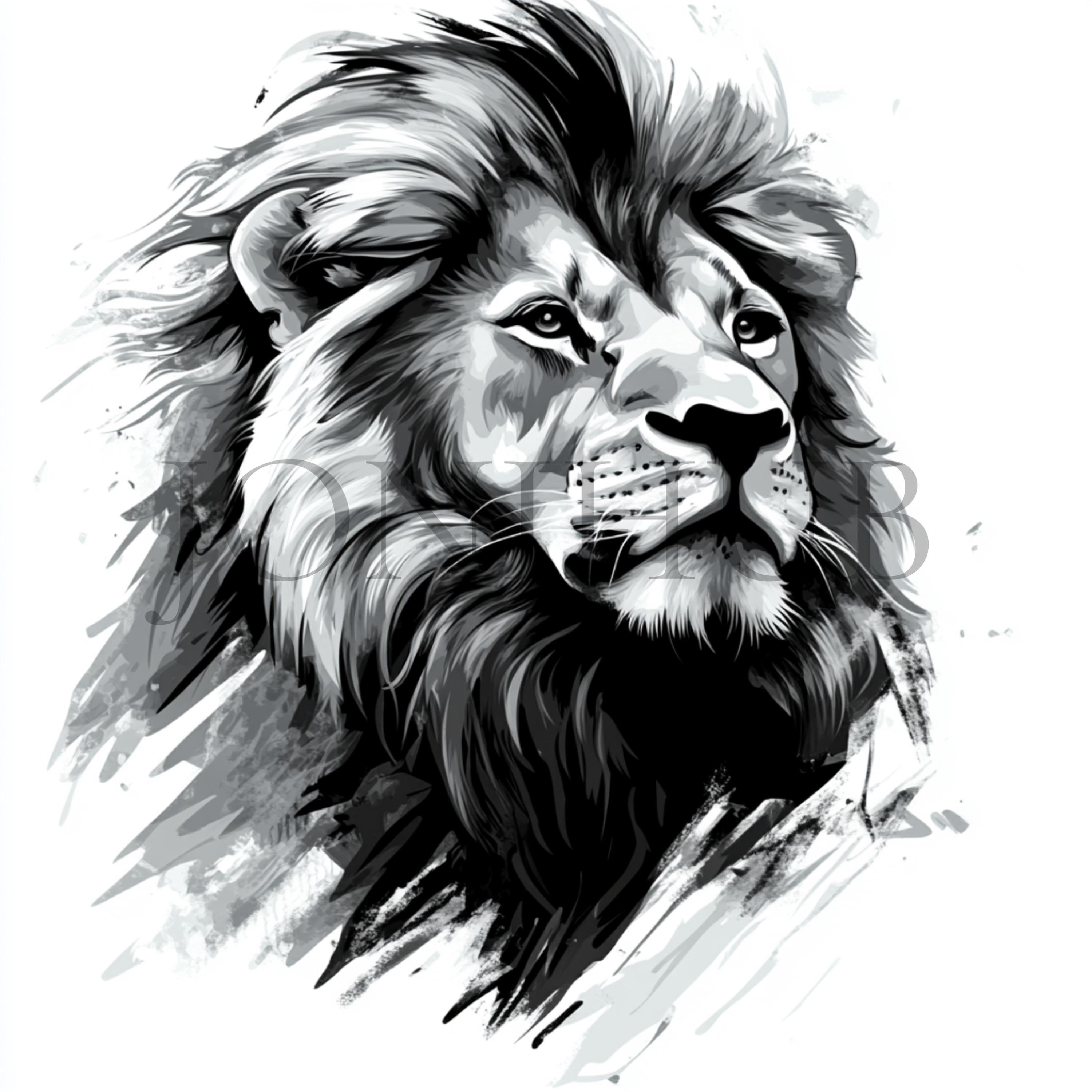 Lion Greyscale Clipart | 10 High Quality Jpg's | Digital Download ...