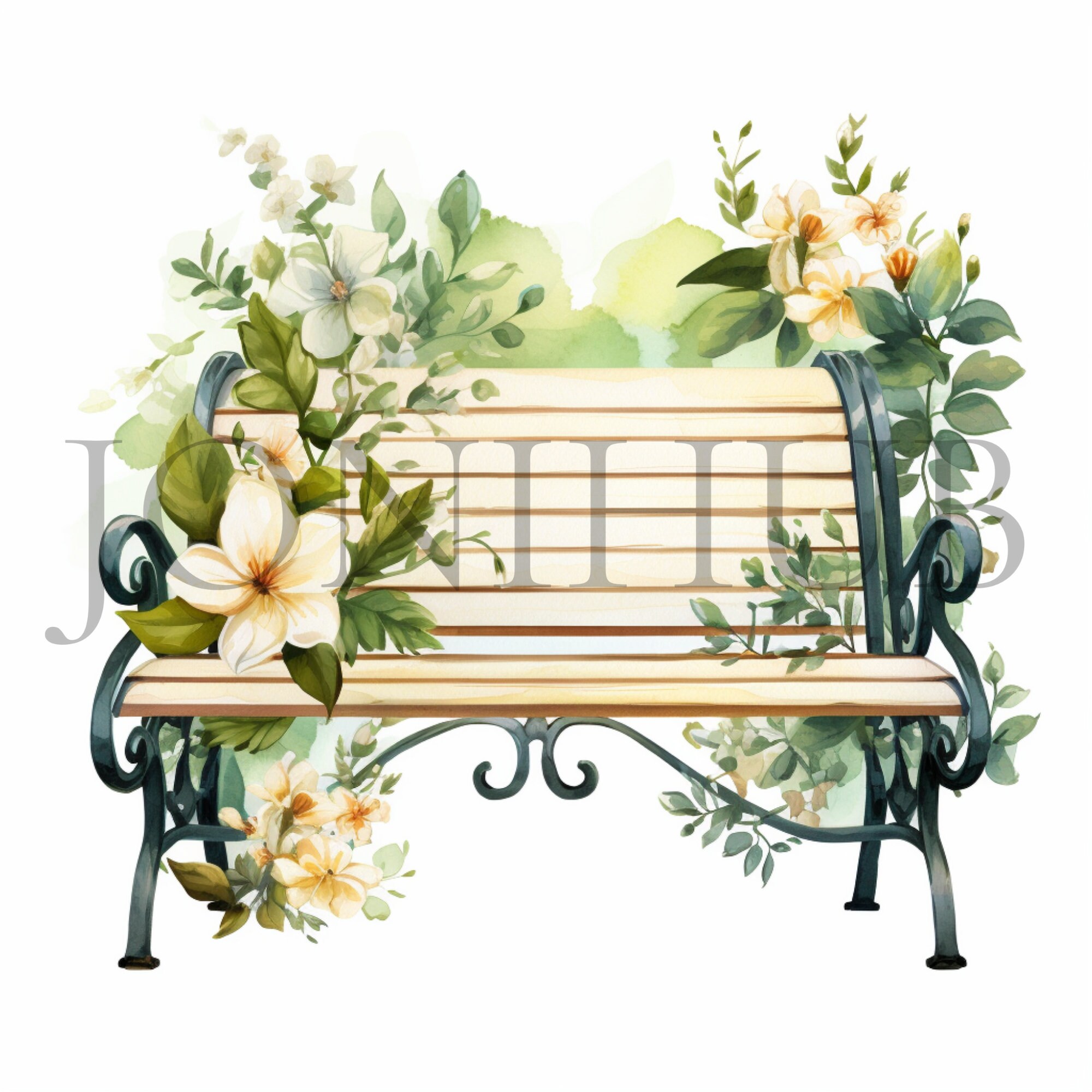 Floral Bench Clipart 10 High Quality Jpg's Digital Download Floral ...