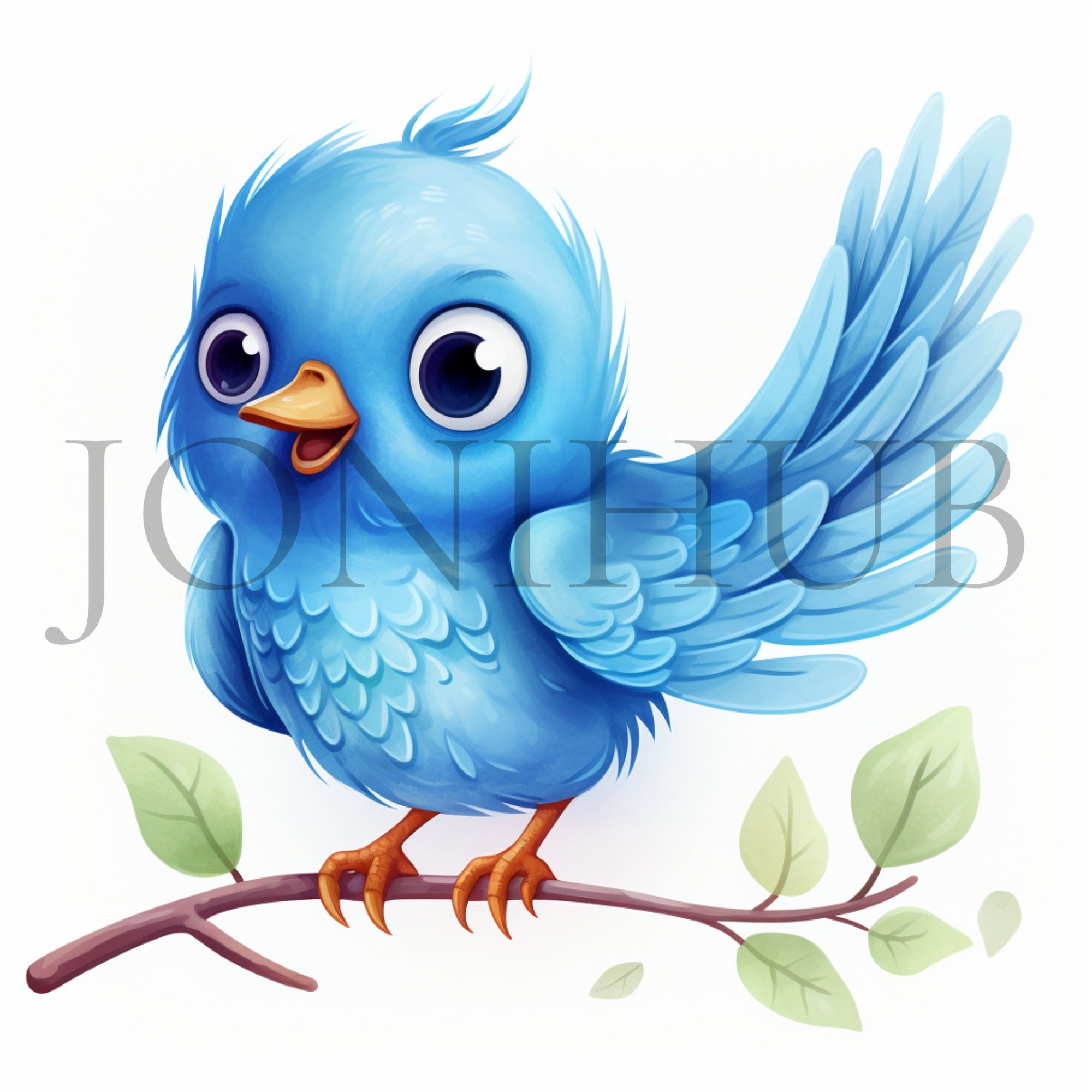 Watercolor Blue Bird Clipart | 10 High Quality Jpg's | Digital Download ...