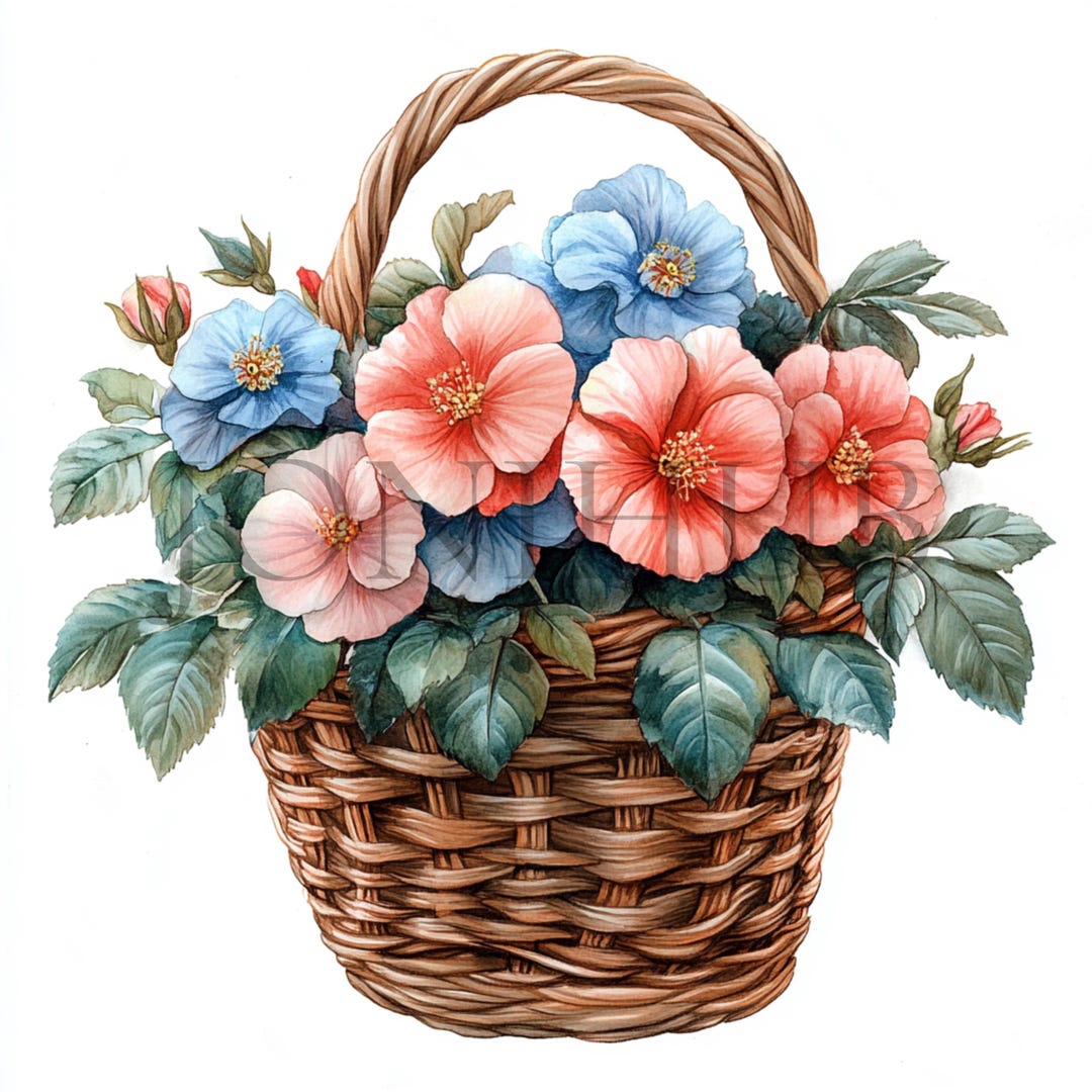 Flower Basket Clipart | 10 High Quality Jpg's | Digital Download ...
