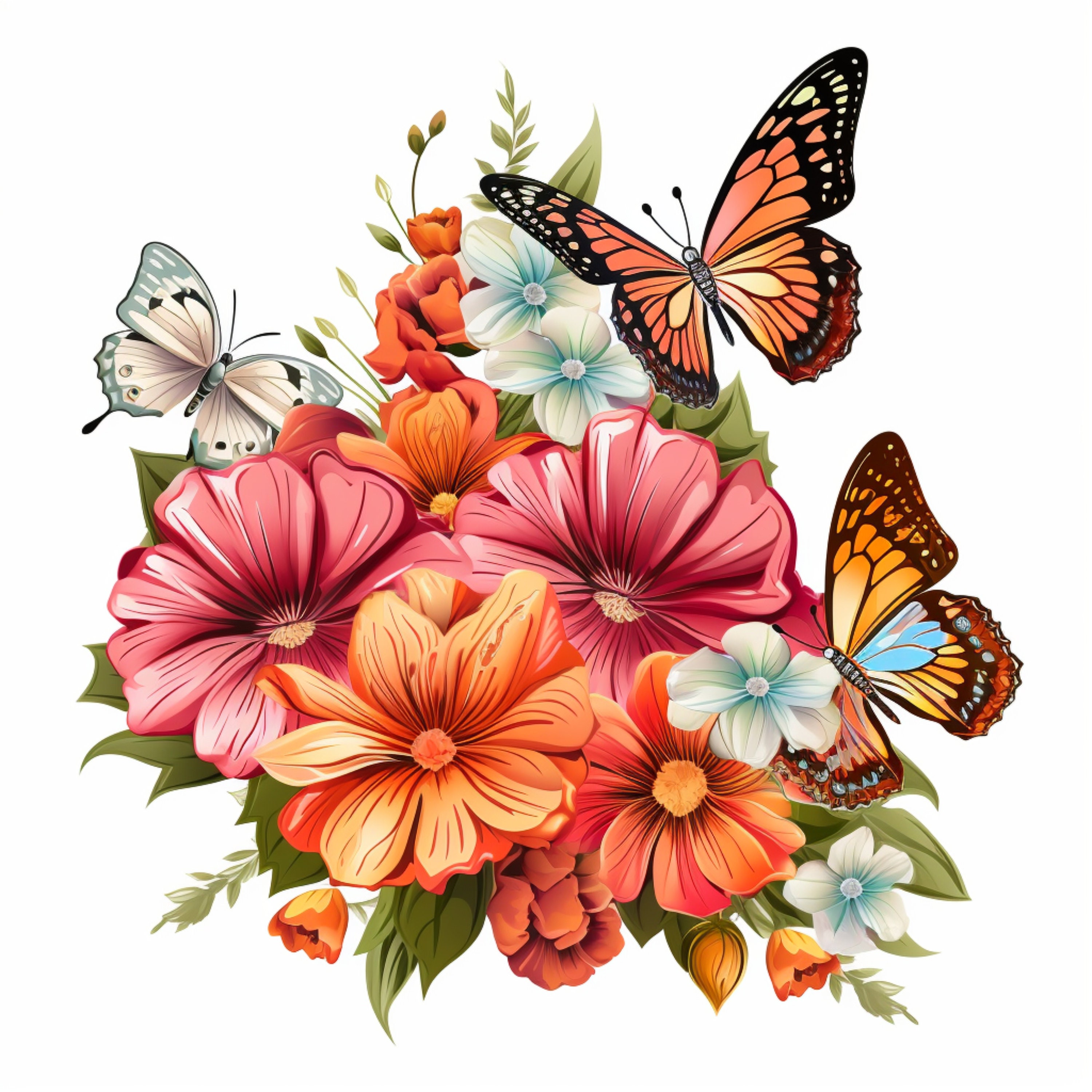 Flowers Butterfly Clipart 10 High Quality Jpgs Nursery Art Card Making ...