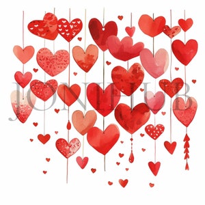 Hanging Hearts Clipart | 10 High Quality Jpg's | Digital Download ...