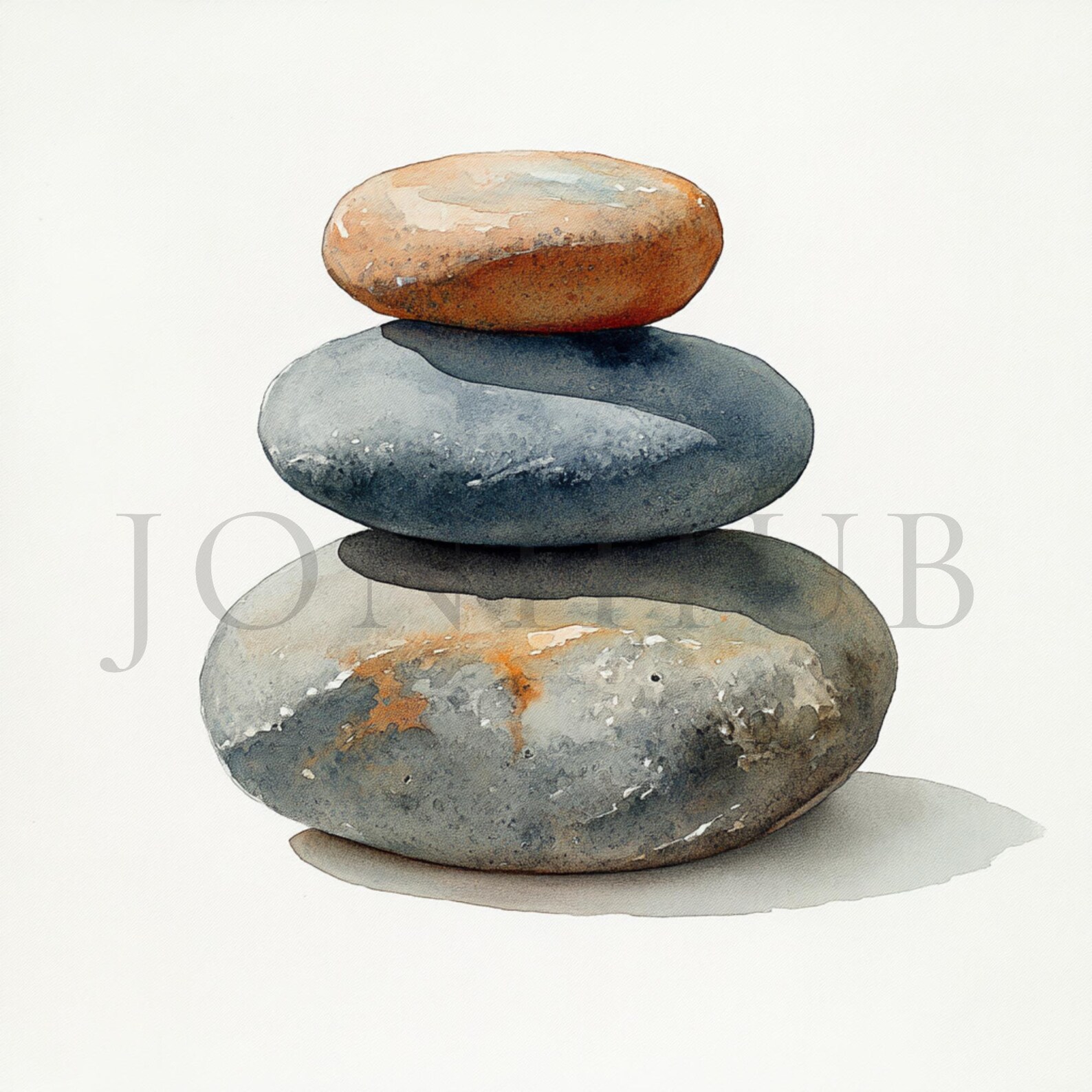 14 Zen Stones Art Clipart, Zen Poster, Printable Watercolor Clipart ...