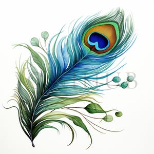 Peacock Feather Clipart | 10 High Quality Jpgs | Digital Download ...
