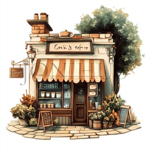 Tiny Coffee Shop Clipart | 10 High Quality Jpgs | Digital Download ...