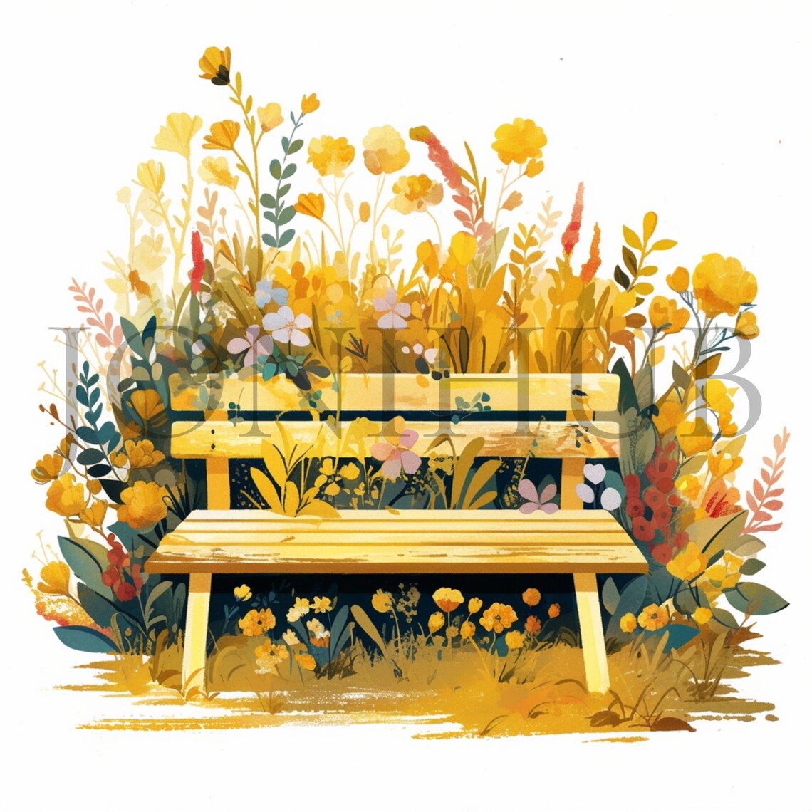Floral Bench Clipart 10 High Quality Jpg's Digital Download Floral ...