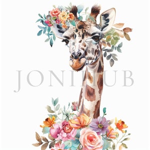 Floral Giraffes Clipart | 10 High Quality Jpgs | Digital Download ...