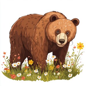 Bear in a Meadow Clipart | 10 High Quality Jpg's | Digital Download ...