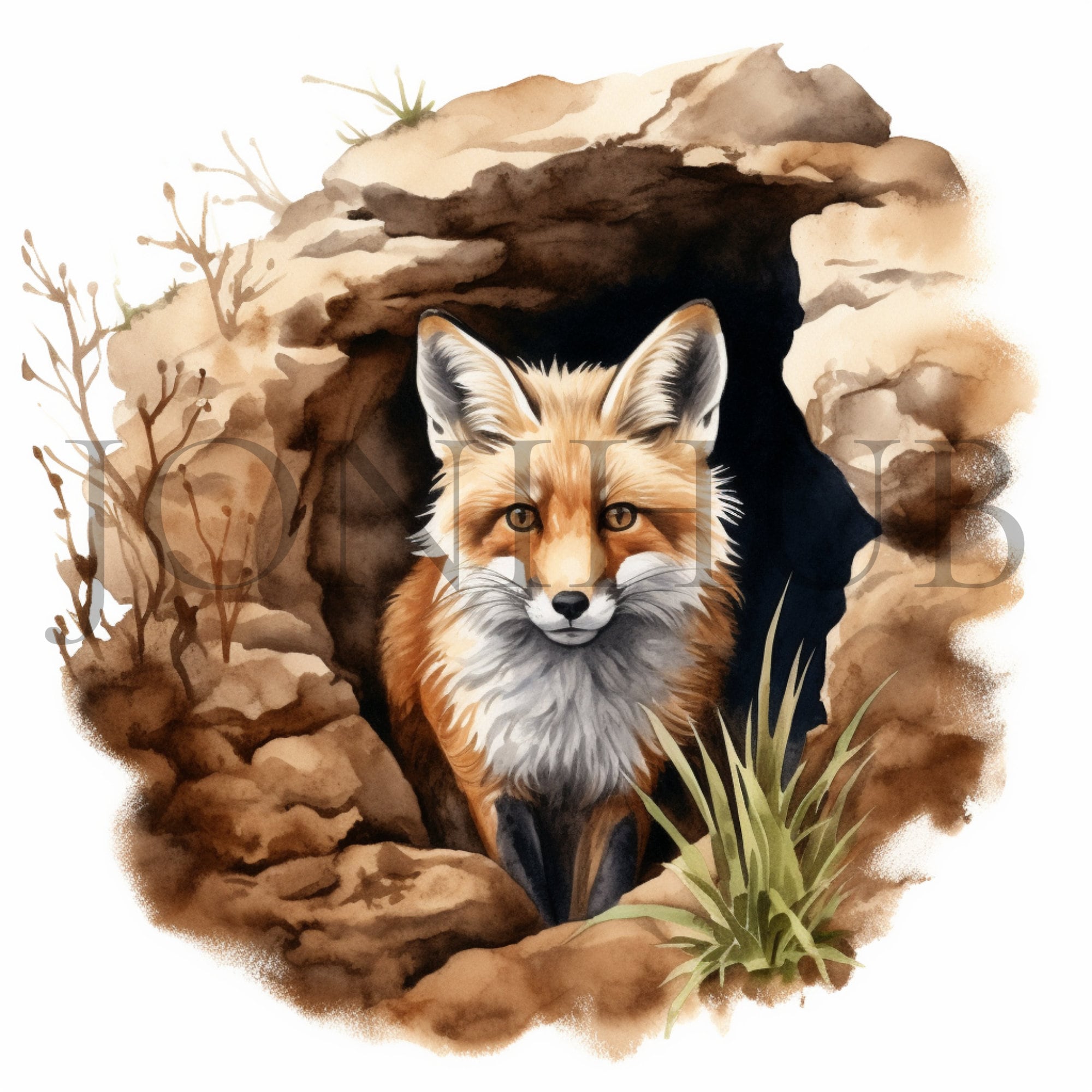 Fox in the Den Clipart 10 High Quality Jpgs Digital Download Baby Fox ...
