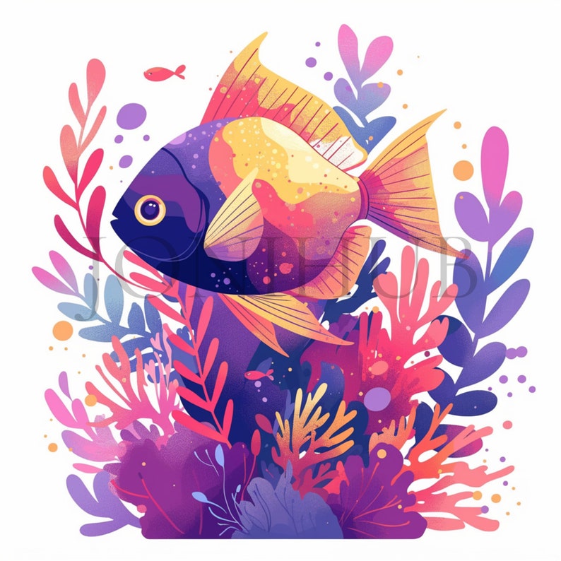 Vibrant Coral Reef Fish Clipart | 10 High Quality Jpg's | Digital ...