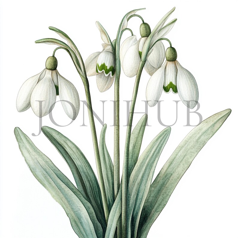 Snowdrops Clipart | 10 High Quality Jpg's | Digital Download | Floral ...
