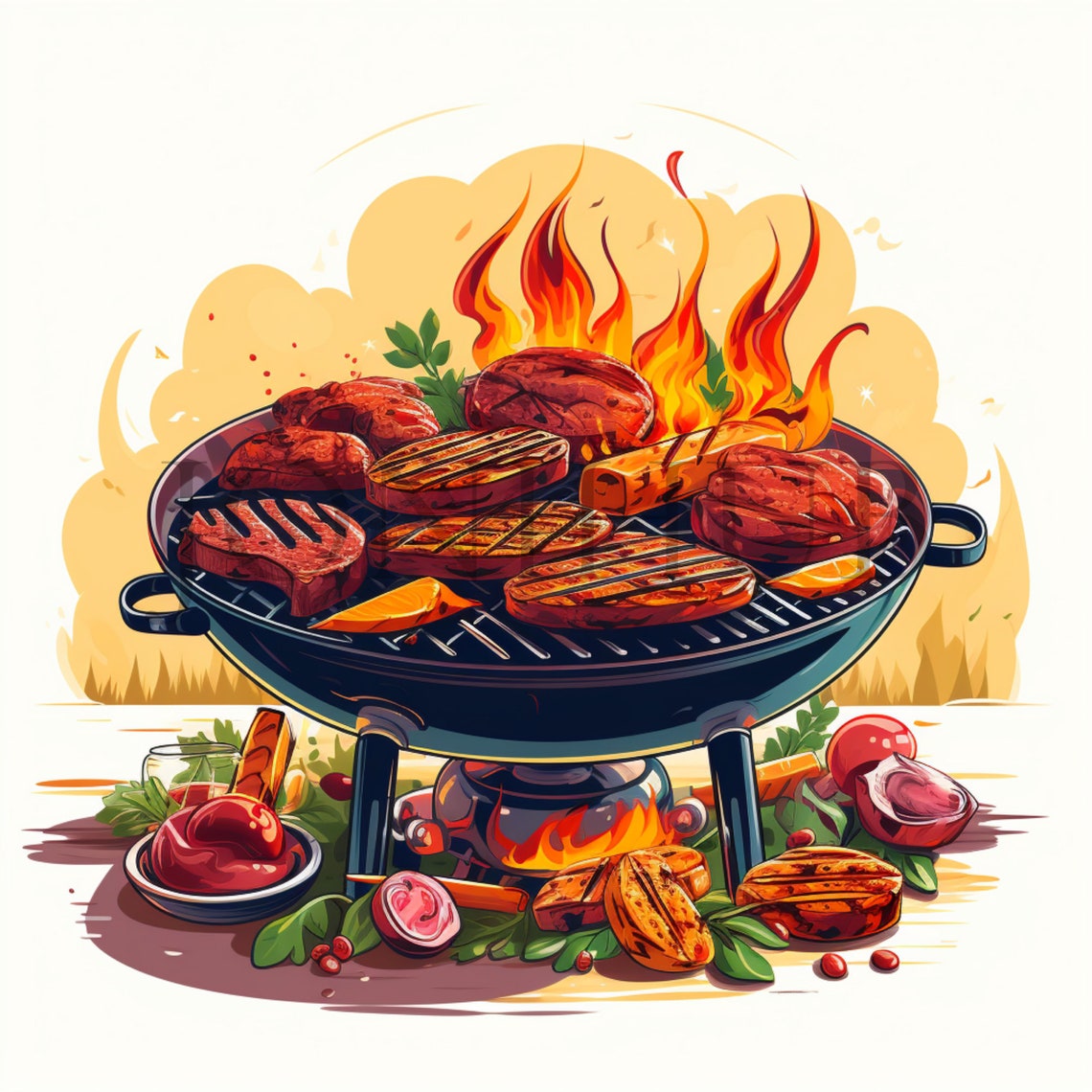 Summer BBQ Clipart | 10 High Quality Jpg's | Digital Download | Outdoor ...