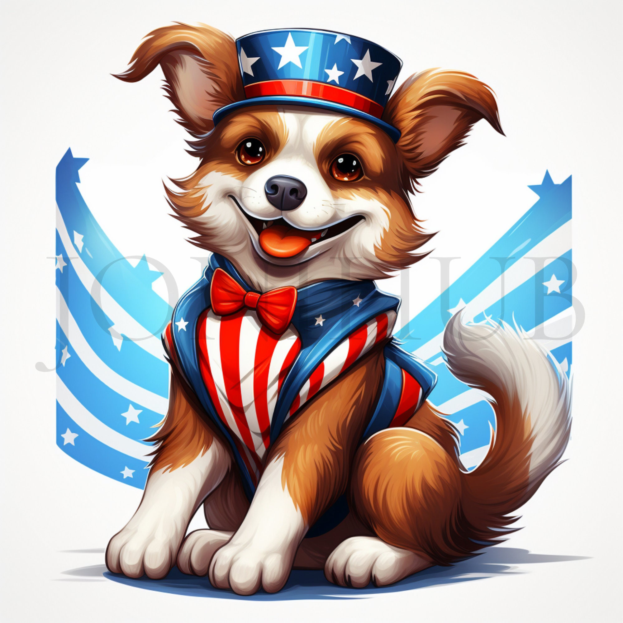 4th of July Dog Clipart | 10 High Quality Jpgs | Patriotic Clipart ...
