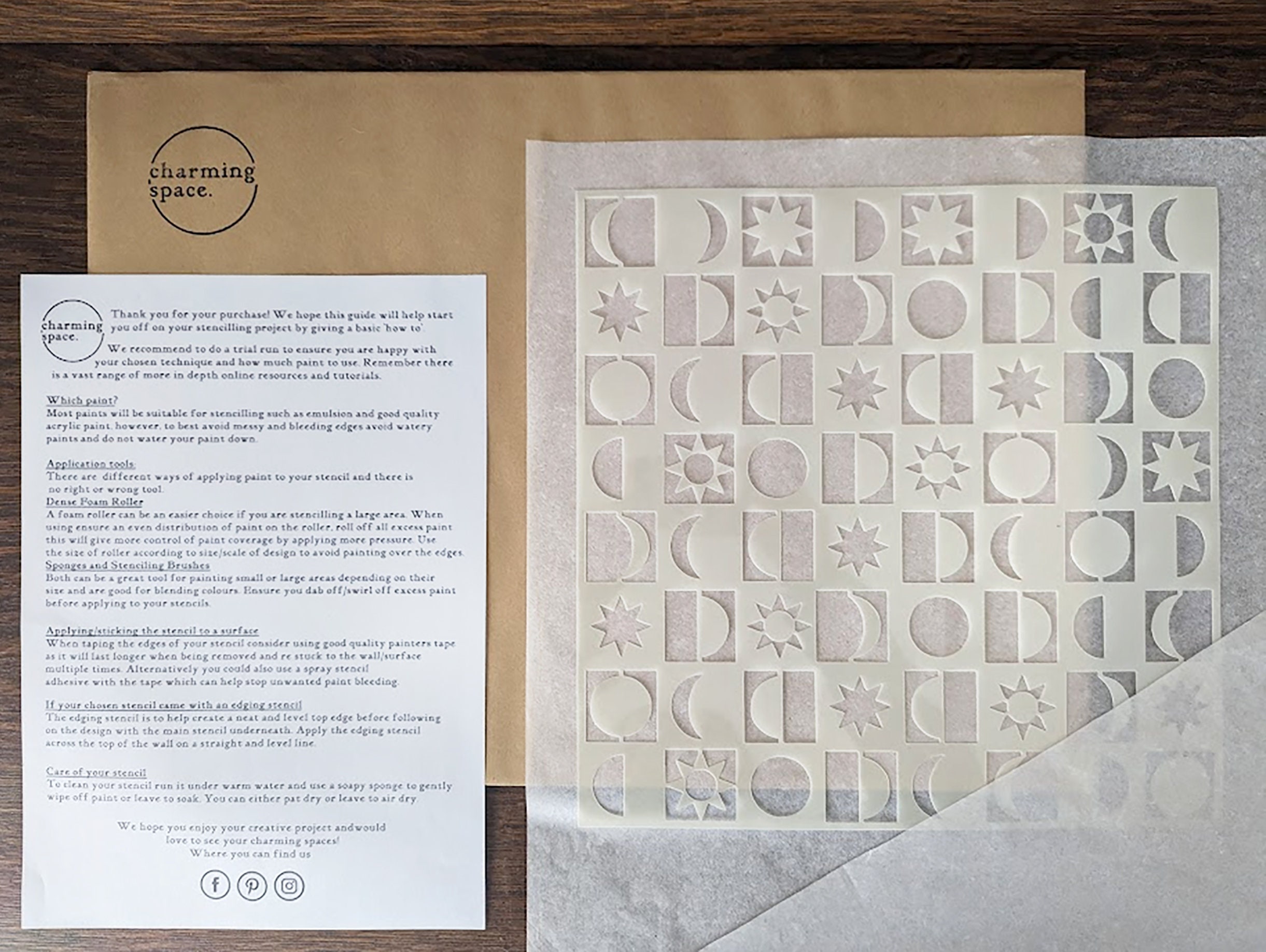 Sun Moon & Stars Multi Stencil,mid Century Modern Wall Stencil for ...