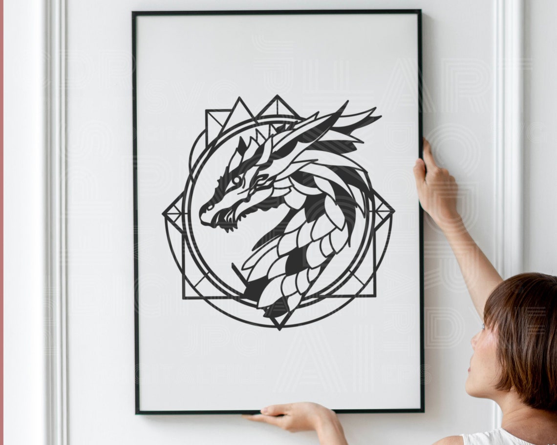 Dragon Head Svg, Dragon Png, Dragon Laser Cut File, Dragon Dxf File ...