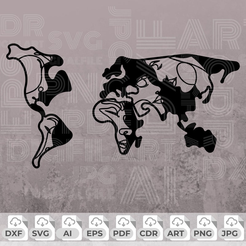 World Map Portrait - Etsy