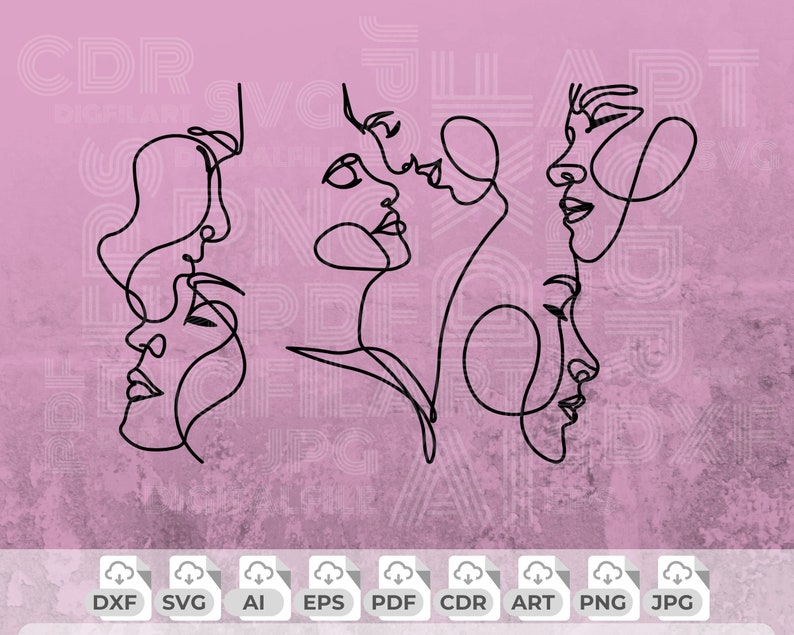 Love Line Art Svg Lover Png Woman Face Svg Portrait Line Drawing