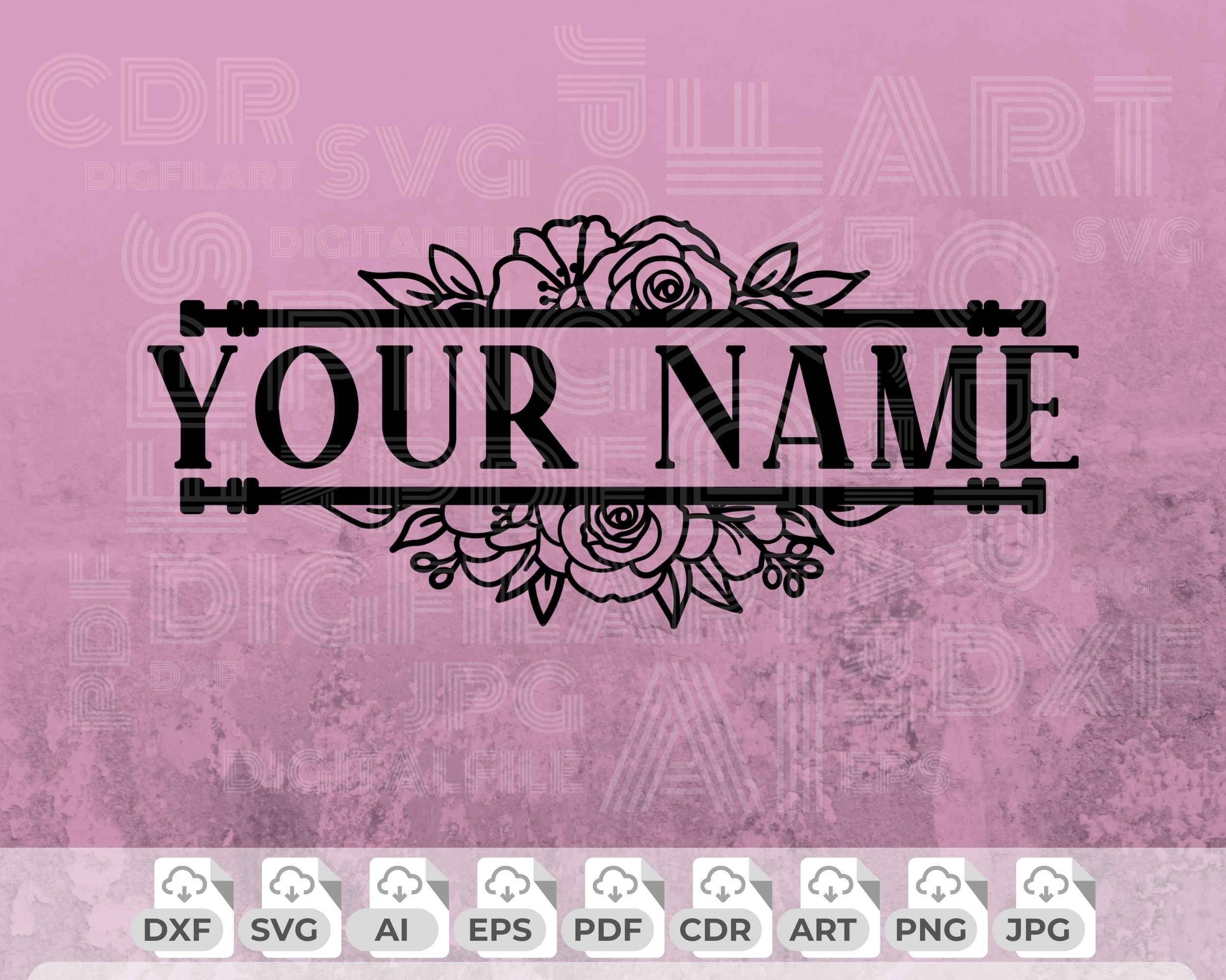 Floral Split Monogram Svg Flower Letters Png Letters Cut - Etsy