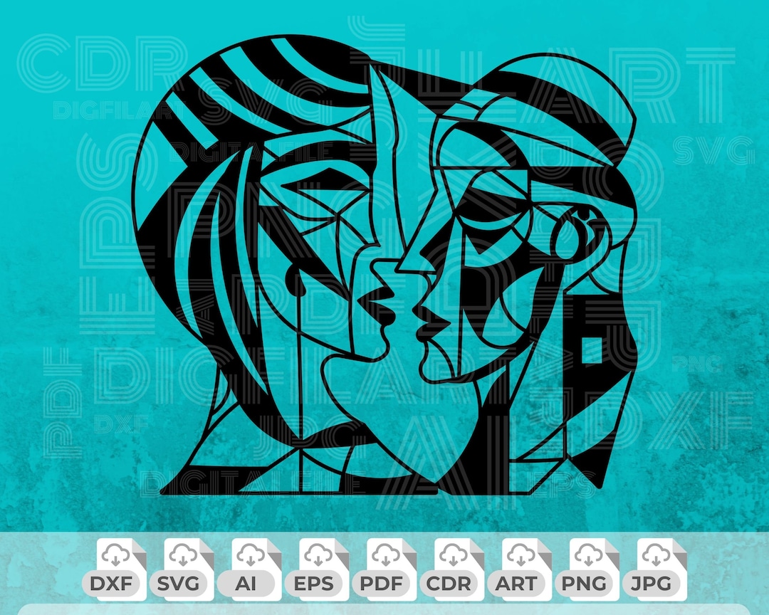 Abstract Woman Faces Svg, Geometric Face Png, Cubism Art Printable ...