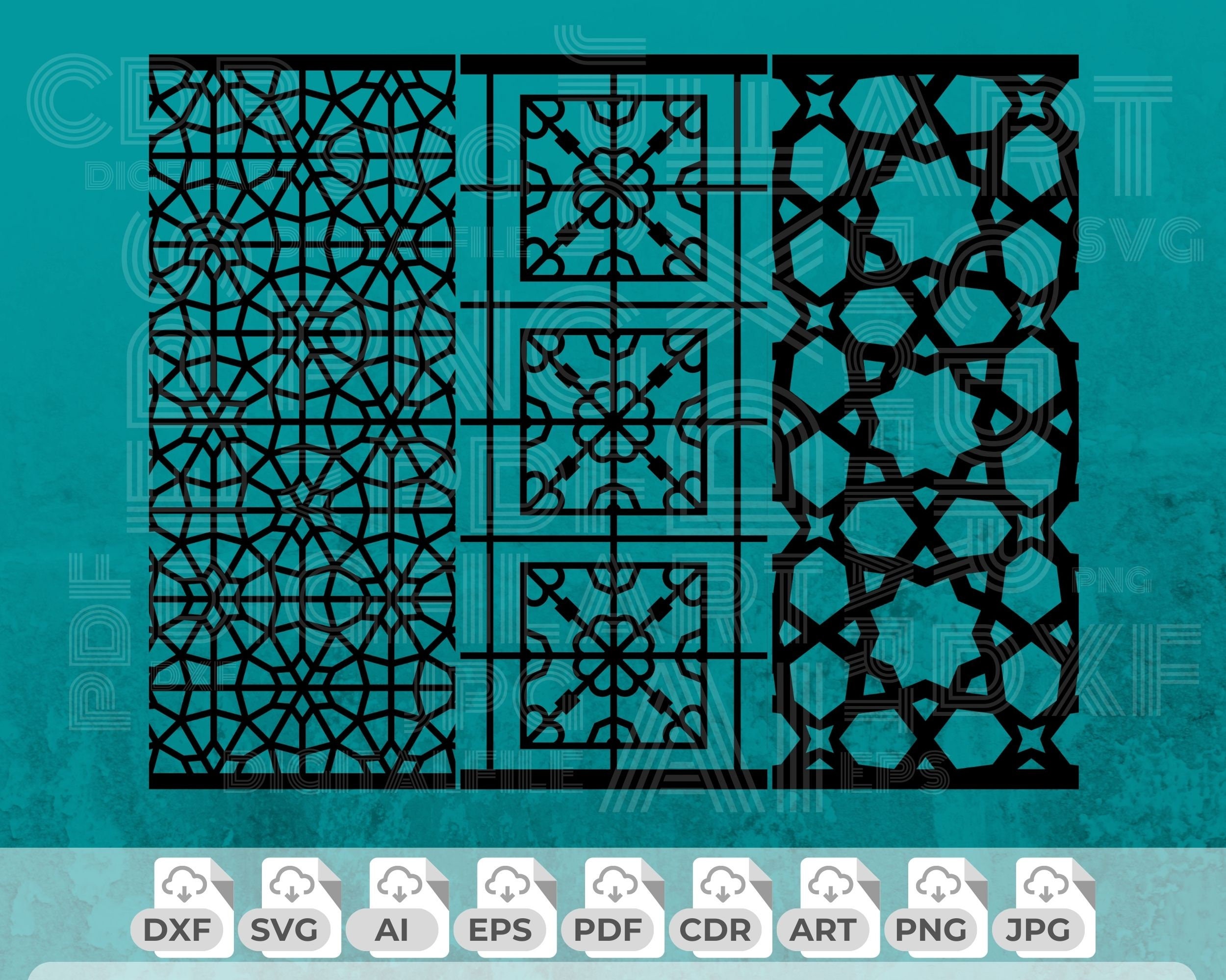 Geometric Pattern Svg, Wall Panel Dxf File, Geometric Screen Print ...