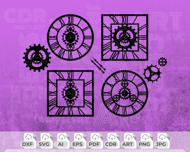Gear Wall Clock Svg, Wheel Png, Gear Clock Cnc File, Wall Clock Dxf ...